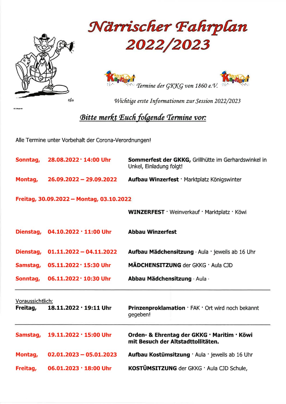 Terminkalender GkkG 2022